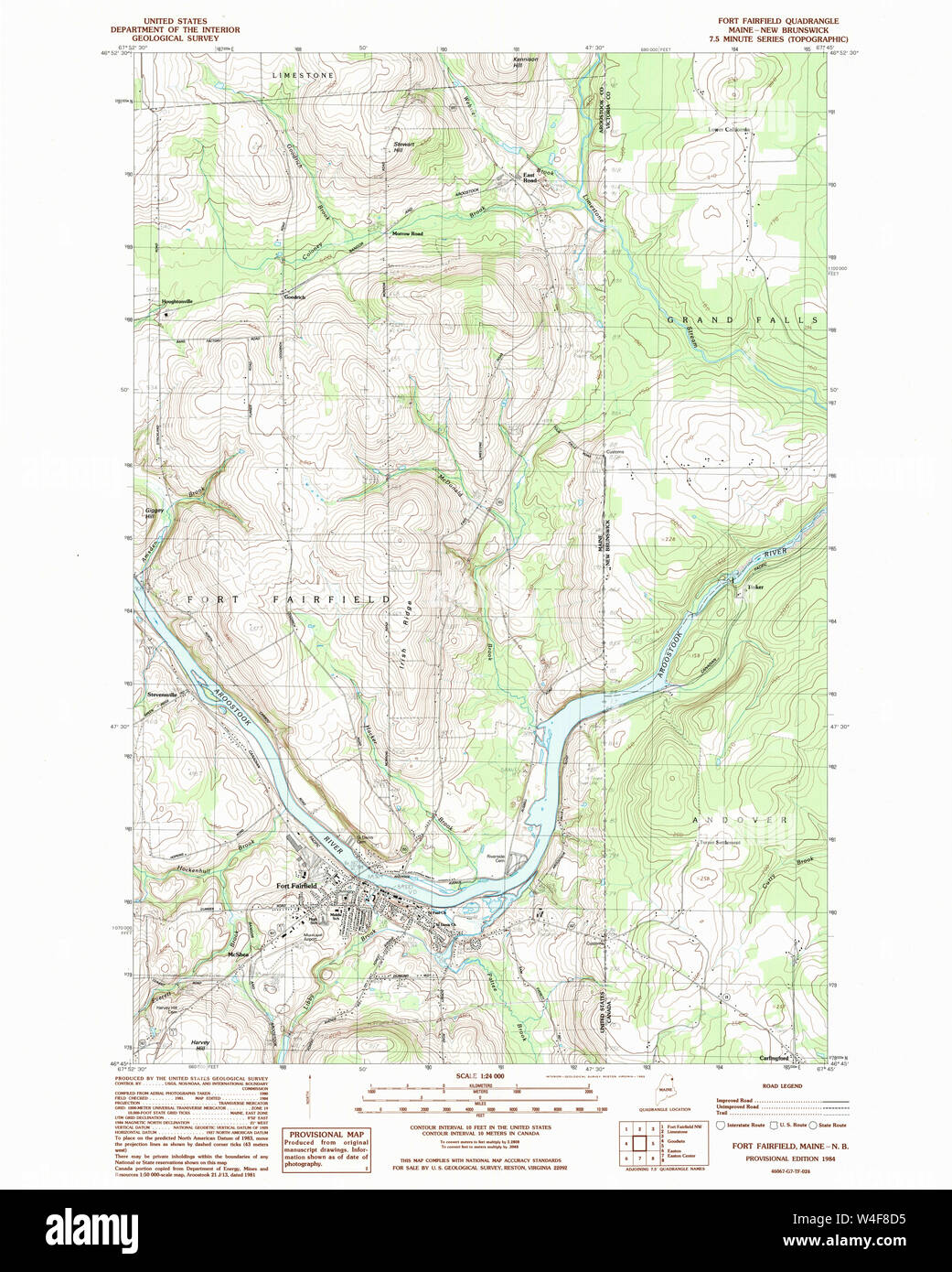 Maine USGS Historical Map Fort Fairfield 105145 1984 24000 Restoration ...