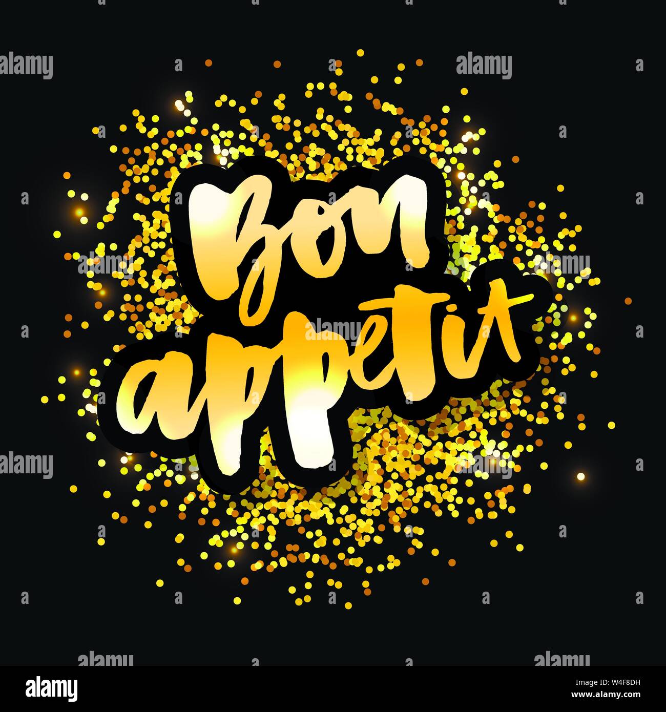 Bon appetit 2 lettering calligraphy brush design ink Stock Vector Image ...