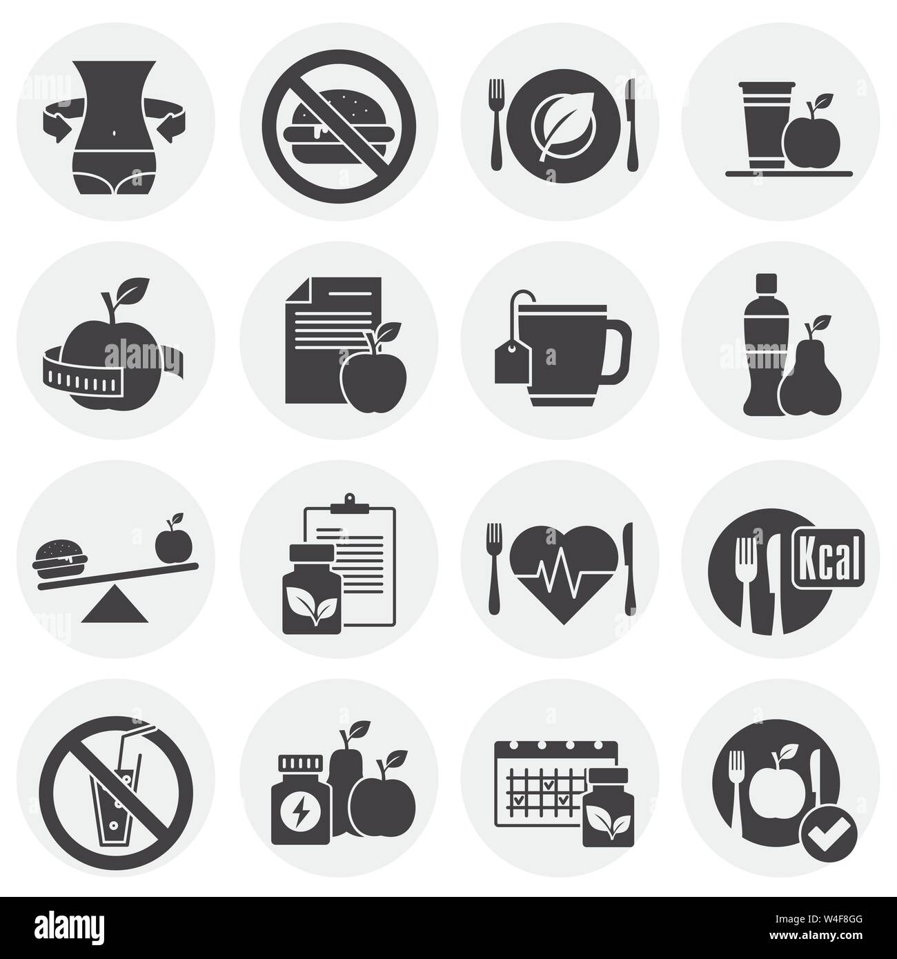 Diet related icons set on background for graphic and web design. Simple ...