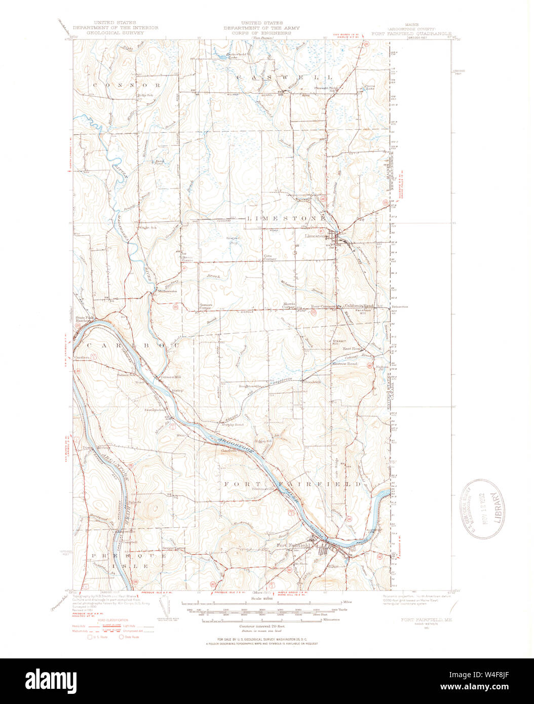 Maine USGS Historical Map Fort Fairfield 460404 1951 62500 Restoration ...