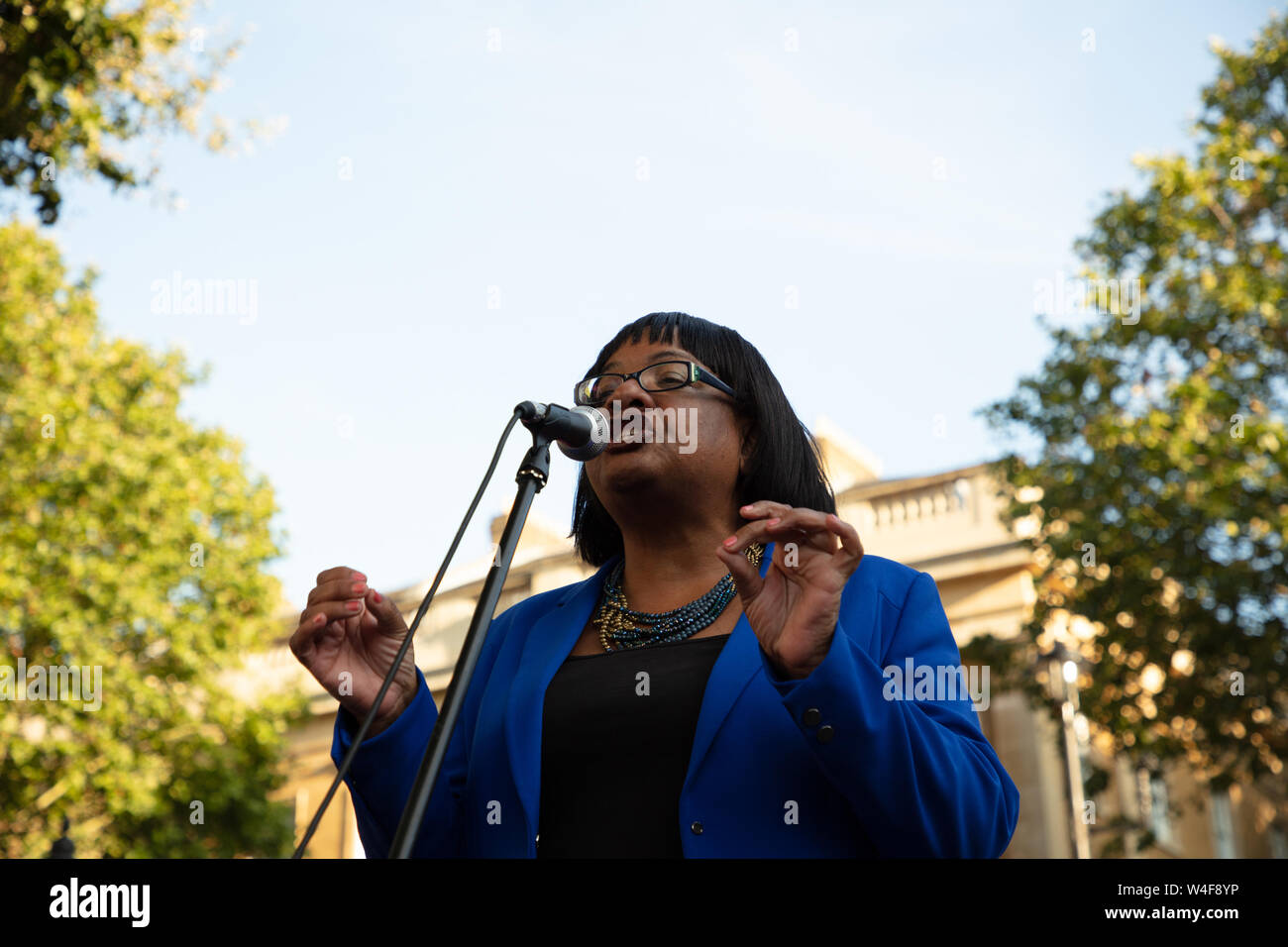 London, UK. 22nd 2019. Diane Abbott Labour MP, addressing the crowd of ...
