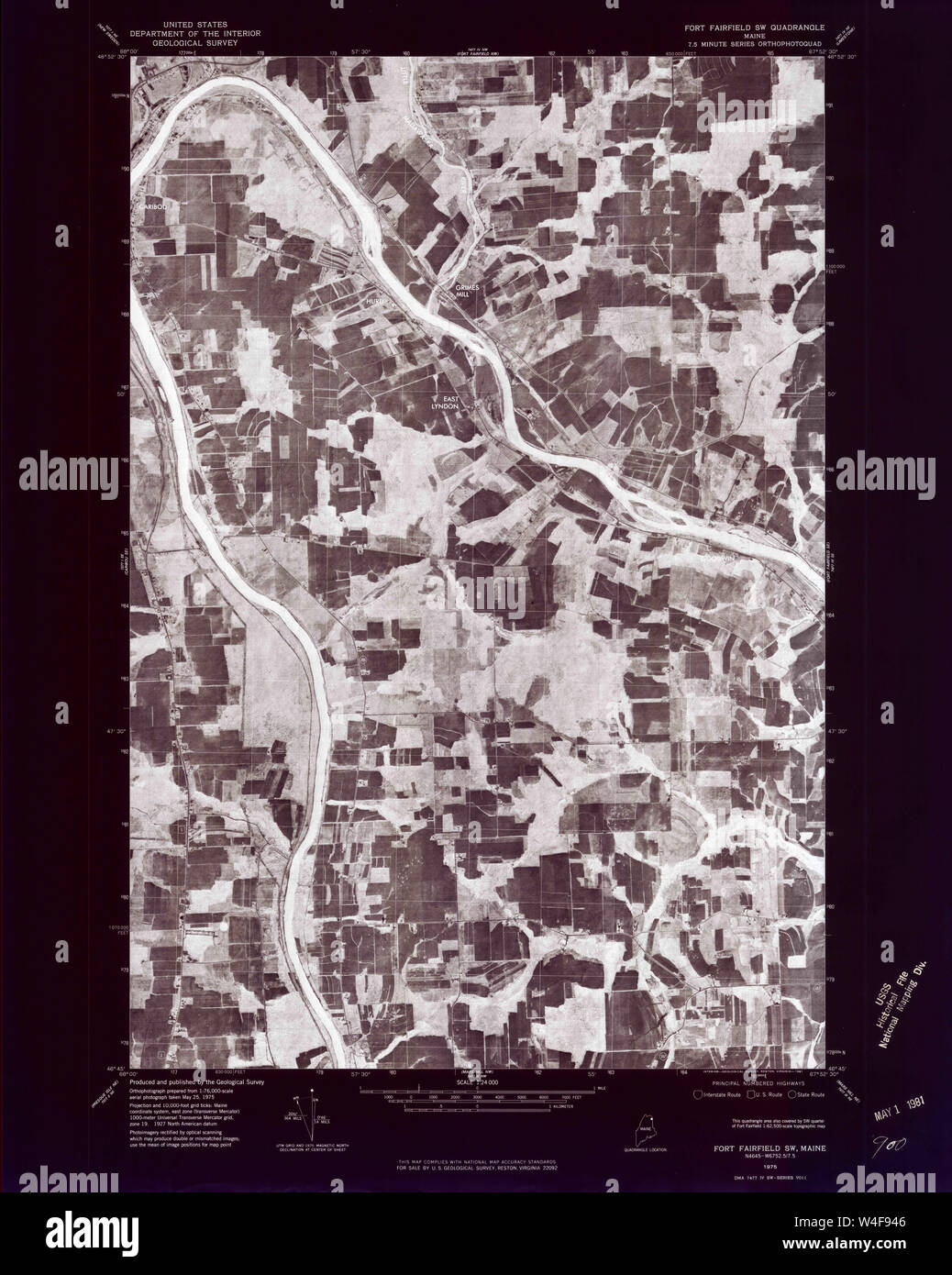 Maine USGS Historical Map Fort Fairfield SW 806701 1975 24000 Inversion ...