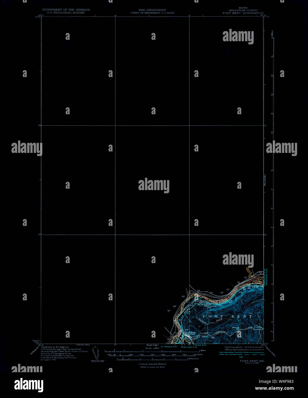 Maine USGS Historical Map Fort Kent 460407 1935 62500 Inversion ...