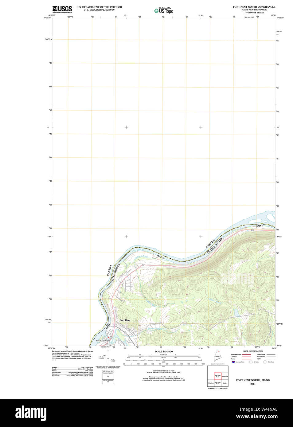 Maine USGS Historical Map Fort Kent North 20110831 TM Restoration Stock ...