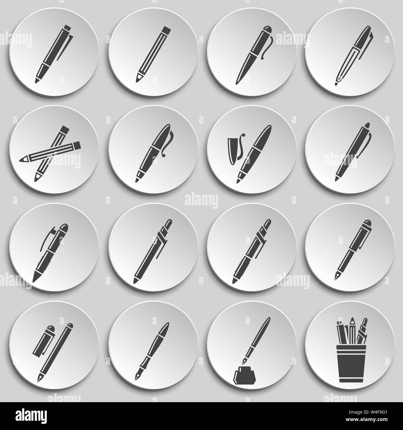 Pens related icons set on background for graphic and web design. Simple ...
