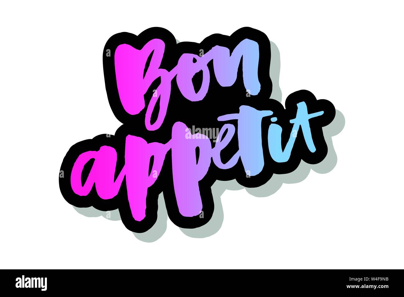 Bon appetit 2 lettering calligraphy brush design ink Stock Vector Image ...