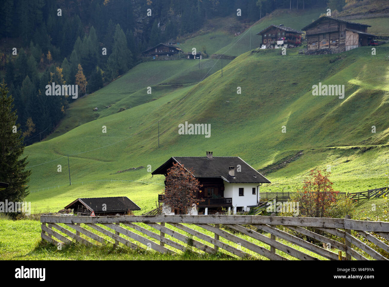 Italy, Alto Adige, Val d'Ultimo, Ultenthal: maso, wooden house Stock ...