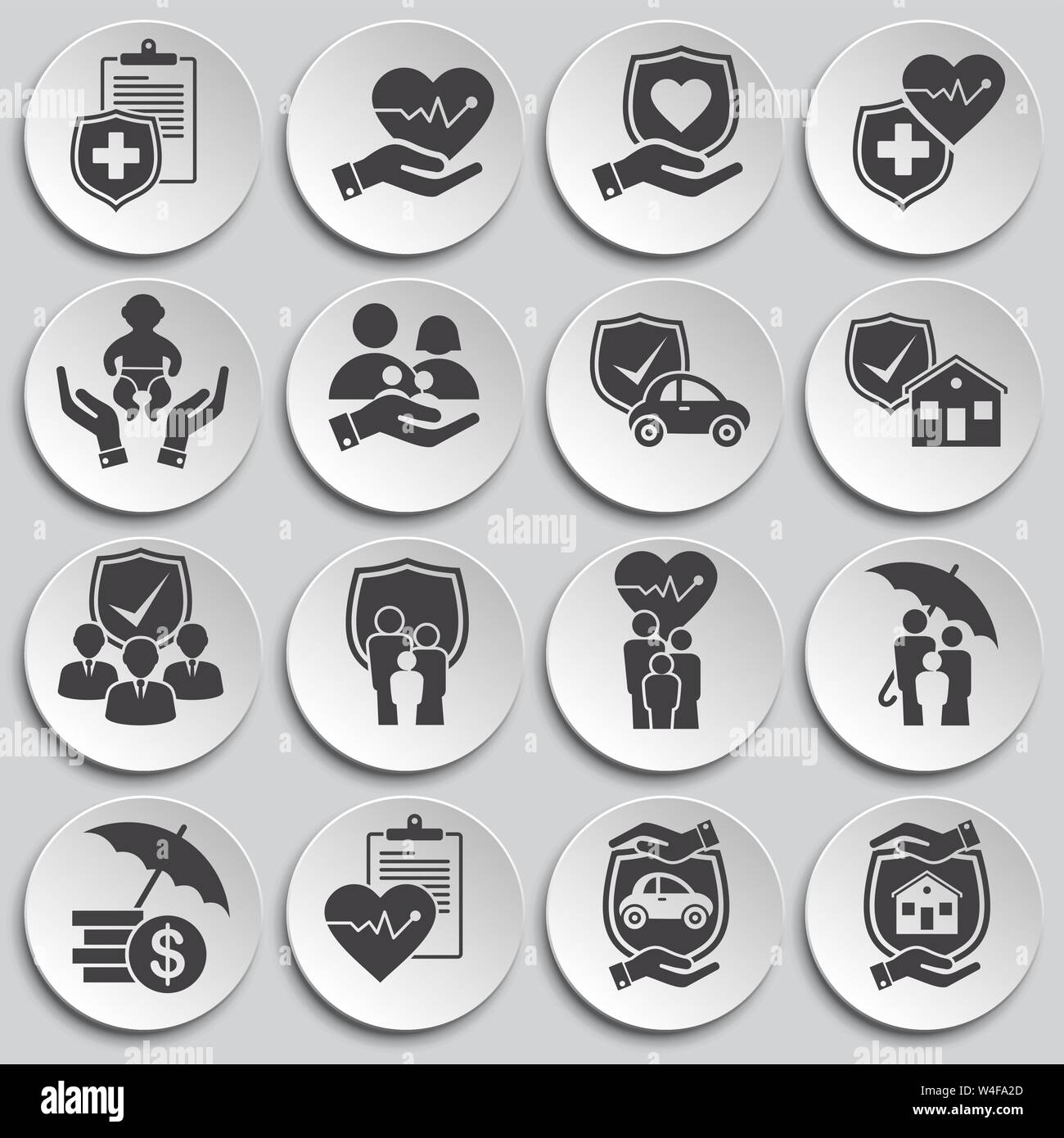 Insurance related icons set on background for graphic and web design ...