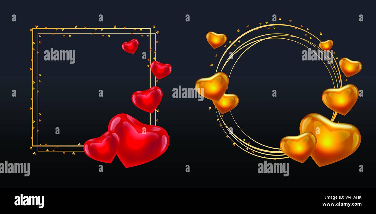 Love frame with hearts gold circle vector Stock Vector Image & Art - Alamy