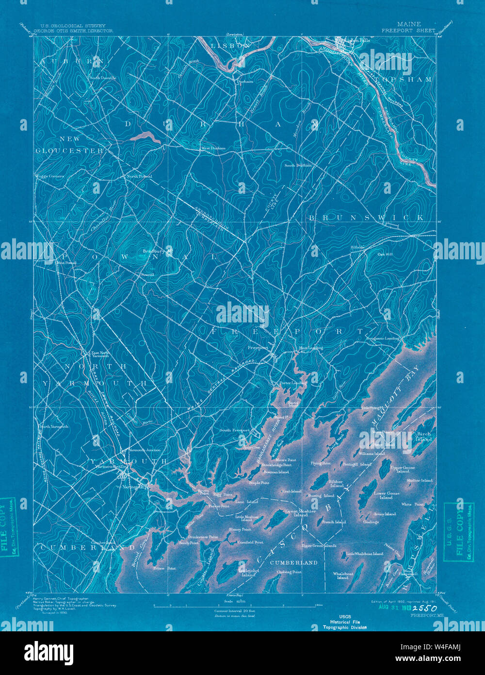 Maine USGS Historical Map Freeport 807498 1892 62500 Inversion ...