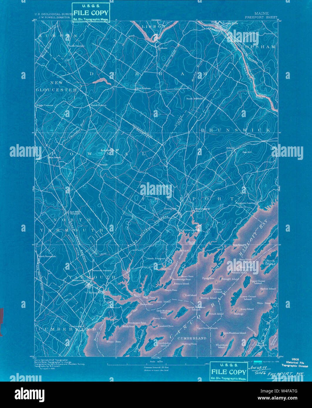 Maine USGS Historical Map Freeport 807500 1892 62500 Inversion ...