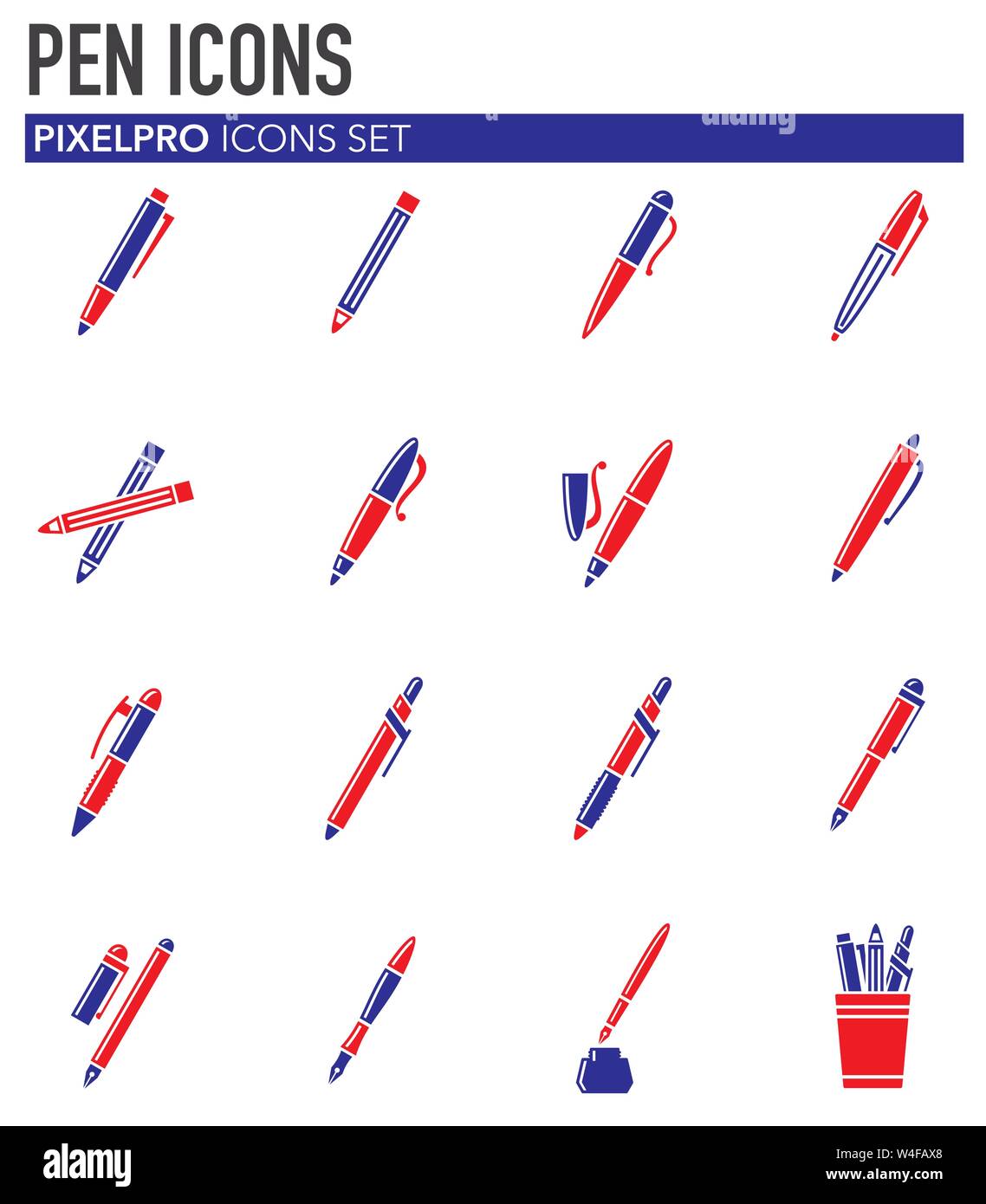 Pens related icons set on background for graphic and web design. Simple ...