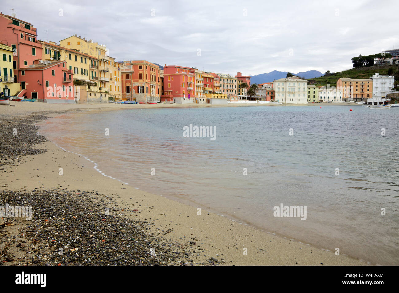 Beach named Bay of Silence in the Sestri Levante city. Italy Stock ...
