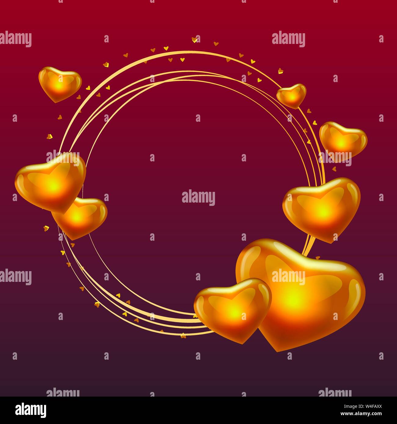 Love frame with hearts gold circle vector Stock Vector Image & Art - Alamy