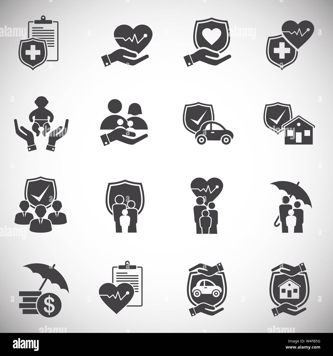 Insurance related icons set on background for graphic and web design ...