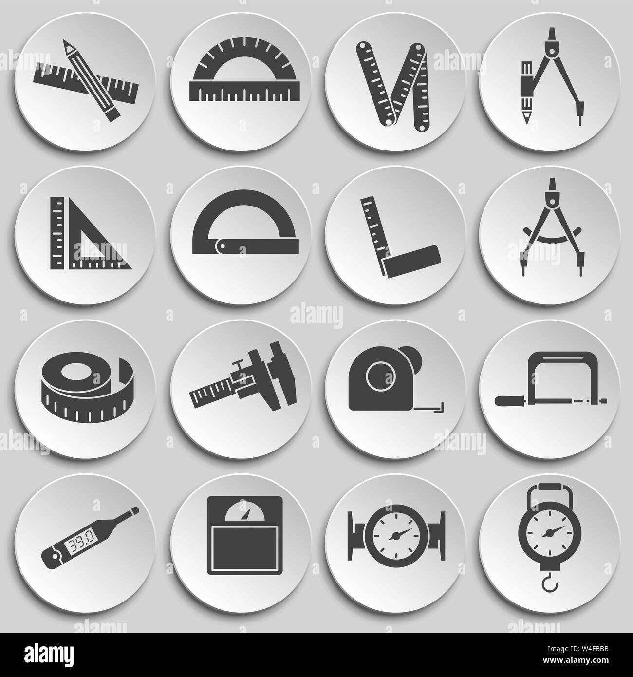 Measuring tool related icons set on background for graphic and web ...