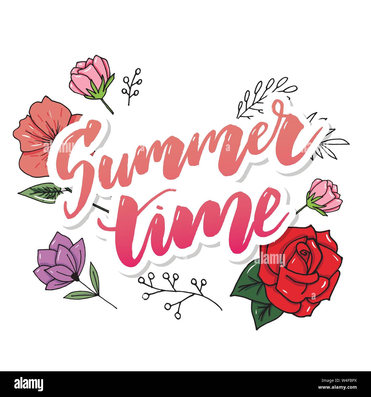 Vector illustration: Brush lettering composition of Summer Vacation ...
