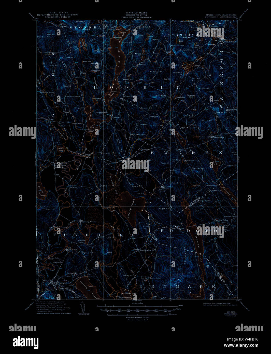 Maine USGS Historical Map Fryeburg 460421 1911 62500 Inversion ...