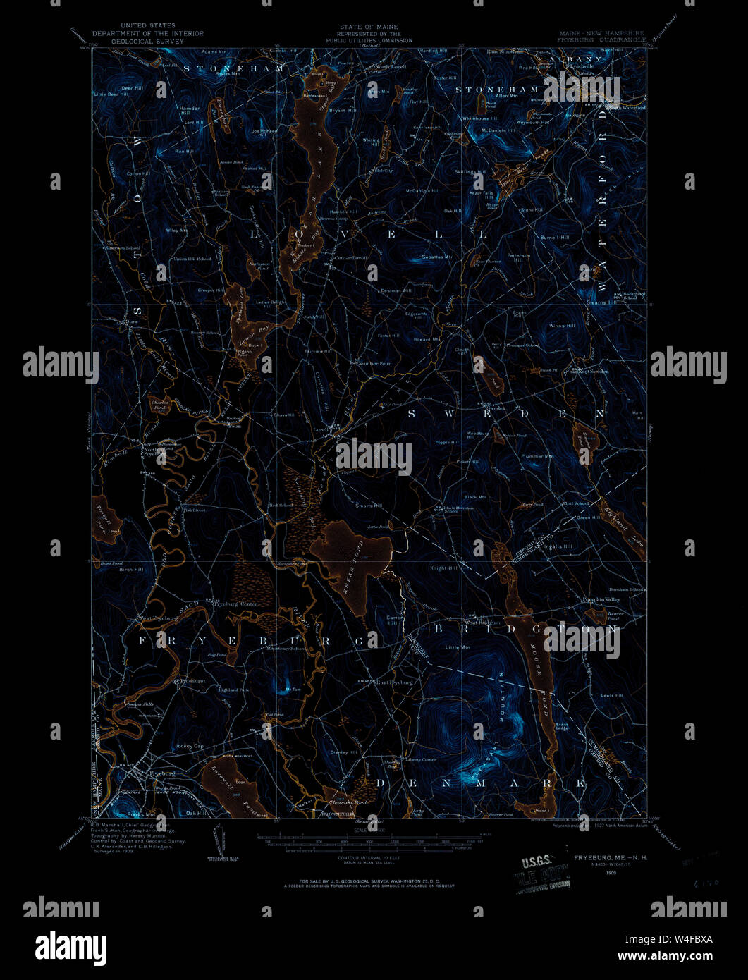 Maine USGS Historical Map Fryeburg 460422 1909 62500 Inversion ...