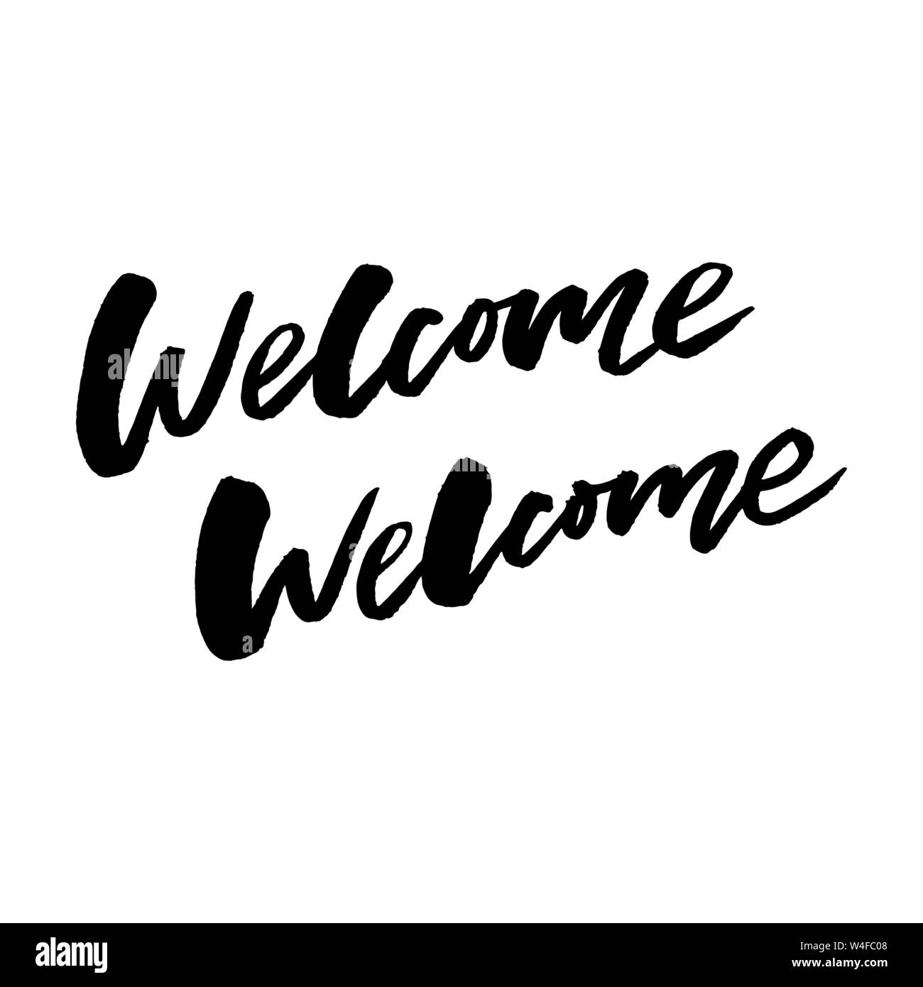 welcome lettering sign vector brush letter calligraphy Stock Vector ...