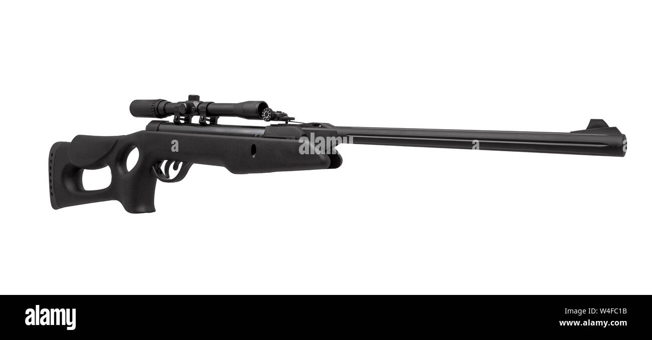 Air rifle with a telescopic sight isolate on a white background ...