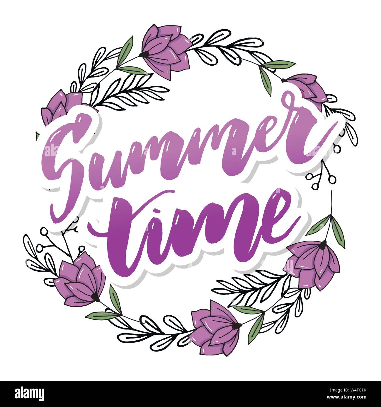 Vector illustration: Brush lettering composition of Summer Vacation ...