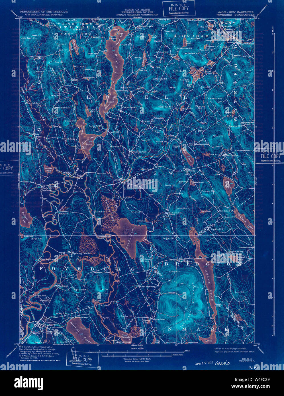 Maine USGS Historical Map Fryeburg 807503 1911 62500 Inversion ...
