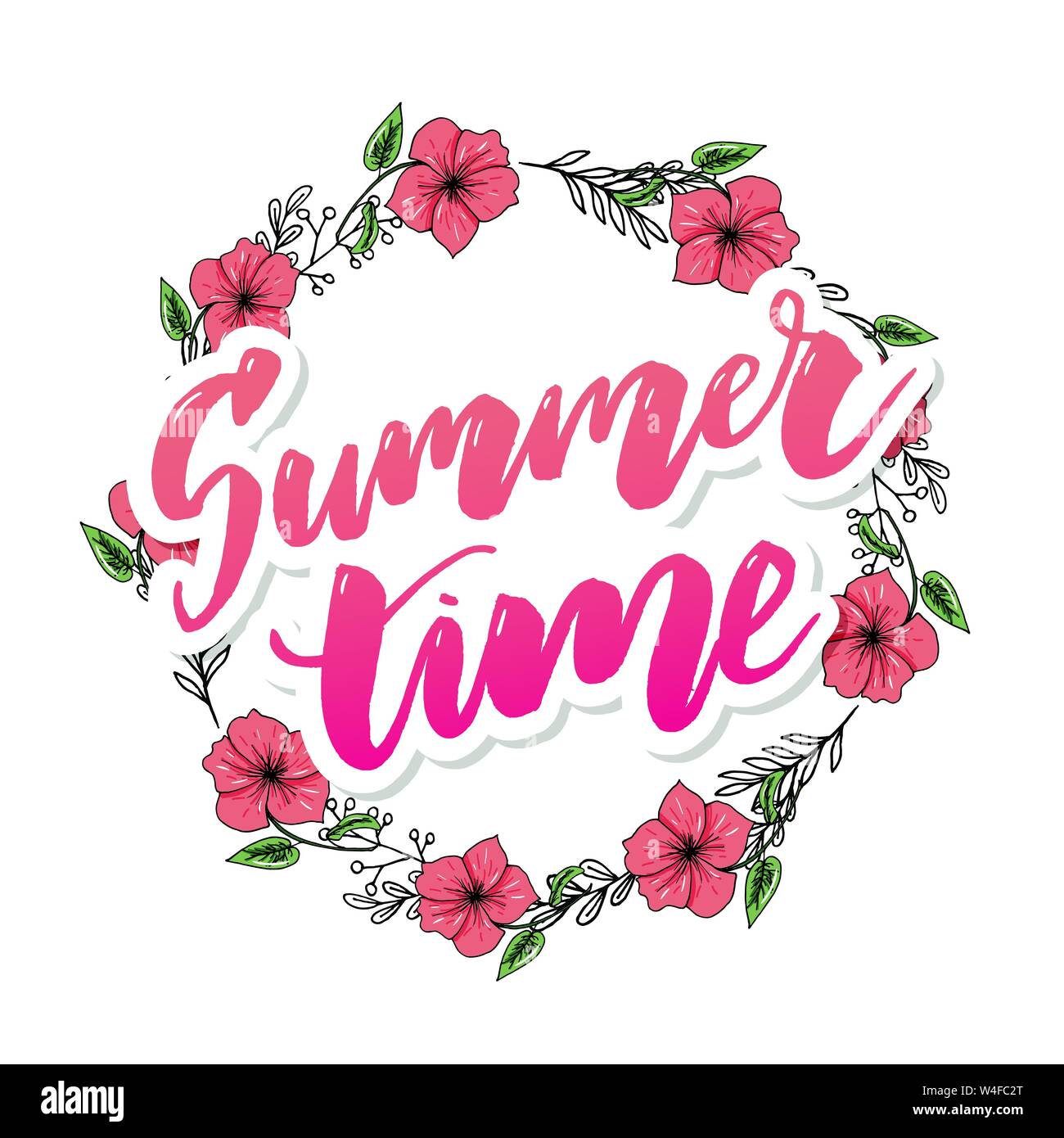Vector illustration: Brush lettering composition of Summer Vacation ...