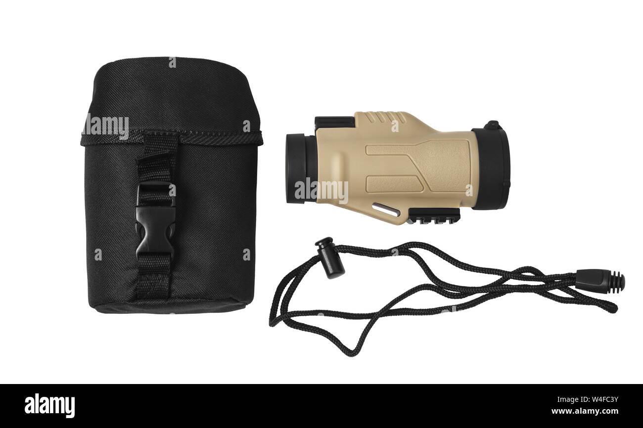 Military monocular isolated on a white background. Modern monocular ...