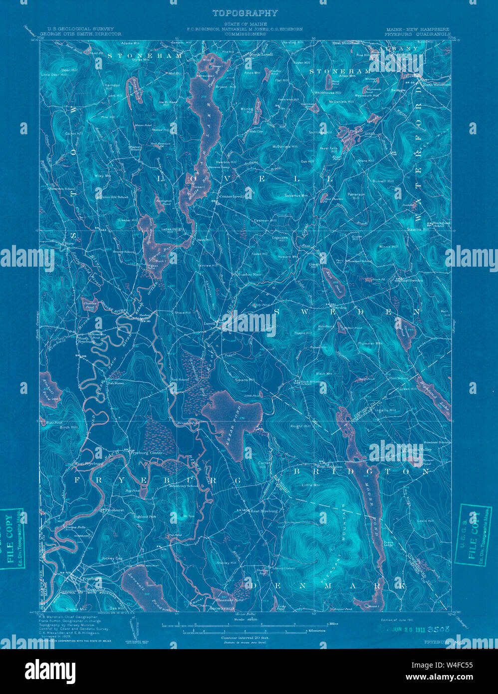 Maine USGS Historical Map Fryeburg 807505 1911 62500 Inversion ...