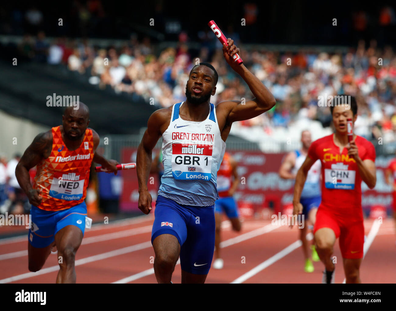 LONDON, ENGLAND. JULY 21: L-R Churandy Martina of Nederland Nathaniel ...