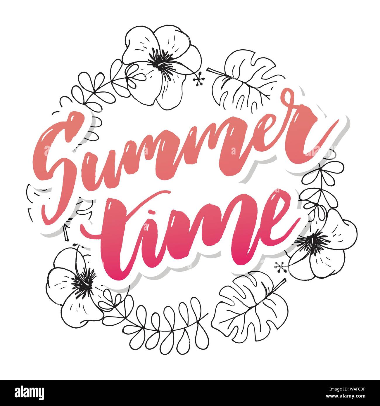 Summer time vector banner design with white circle for text and ...