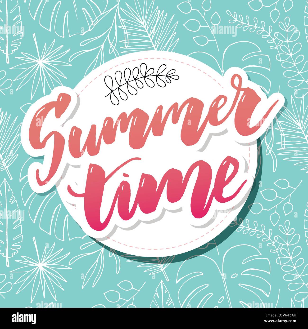 Summer time vector banner design with white circle for text and ...