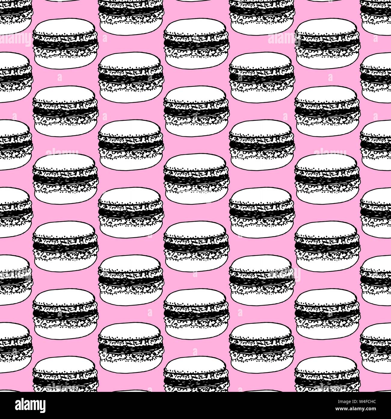 pattern with colorful macaroon cookies on white. Vector illustration ...