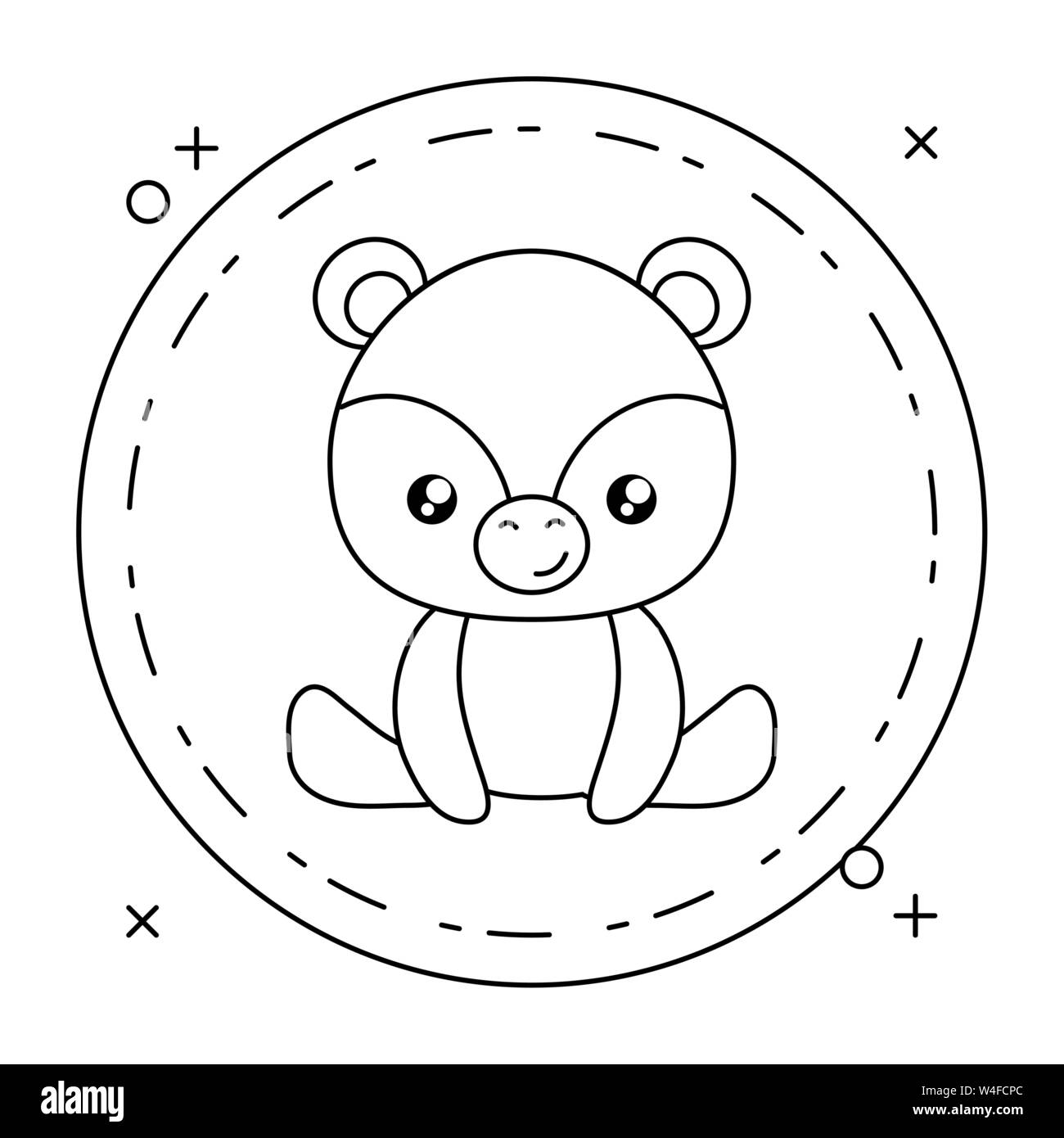 Cute animal circular frame vector Black and White Stock Photos & Images ...