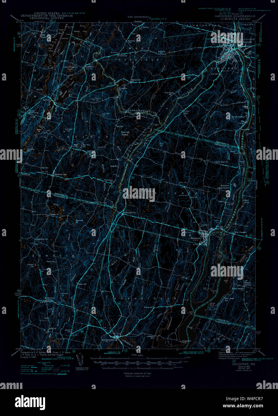 Maine USGS Historical Map Gardiner 460430 1943 62500 Inversion ...