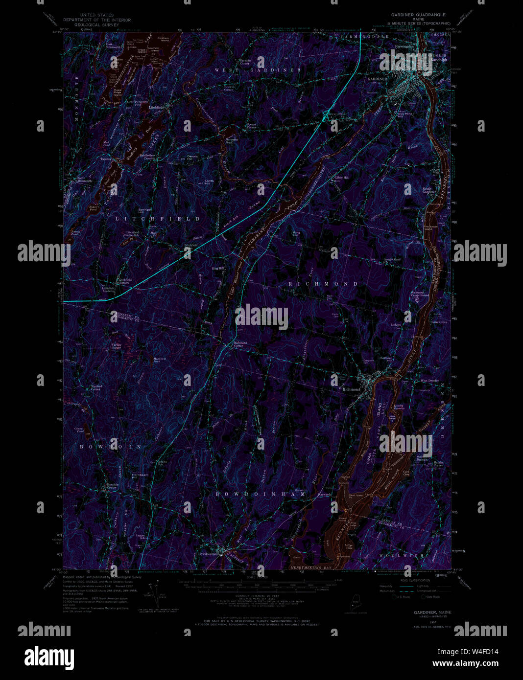 Gardiner maine map hi-res stock photography and images - Alamy