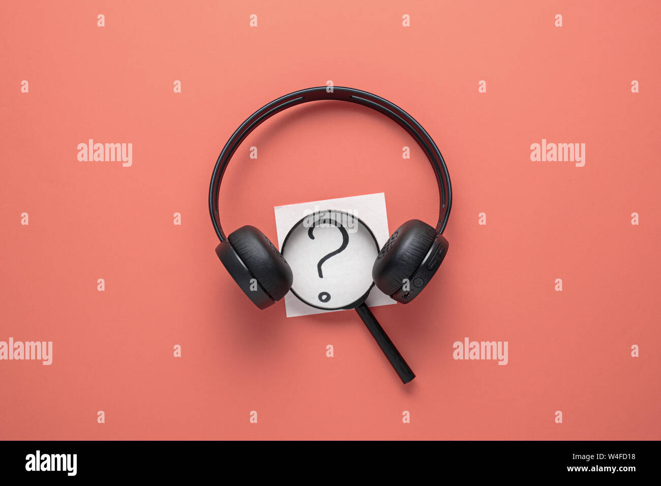 concept of music search in the network. wireless headphones with a ...