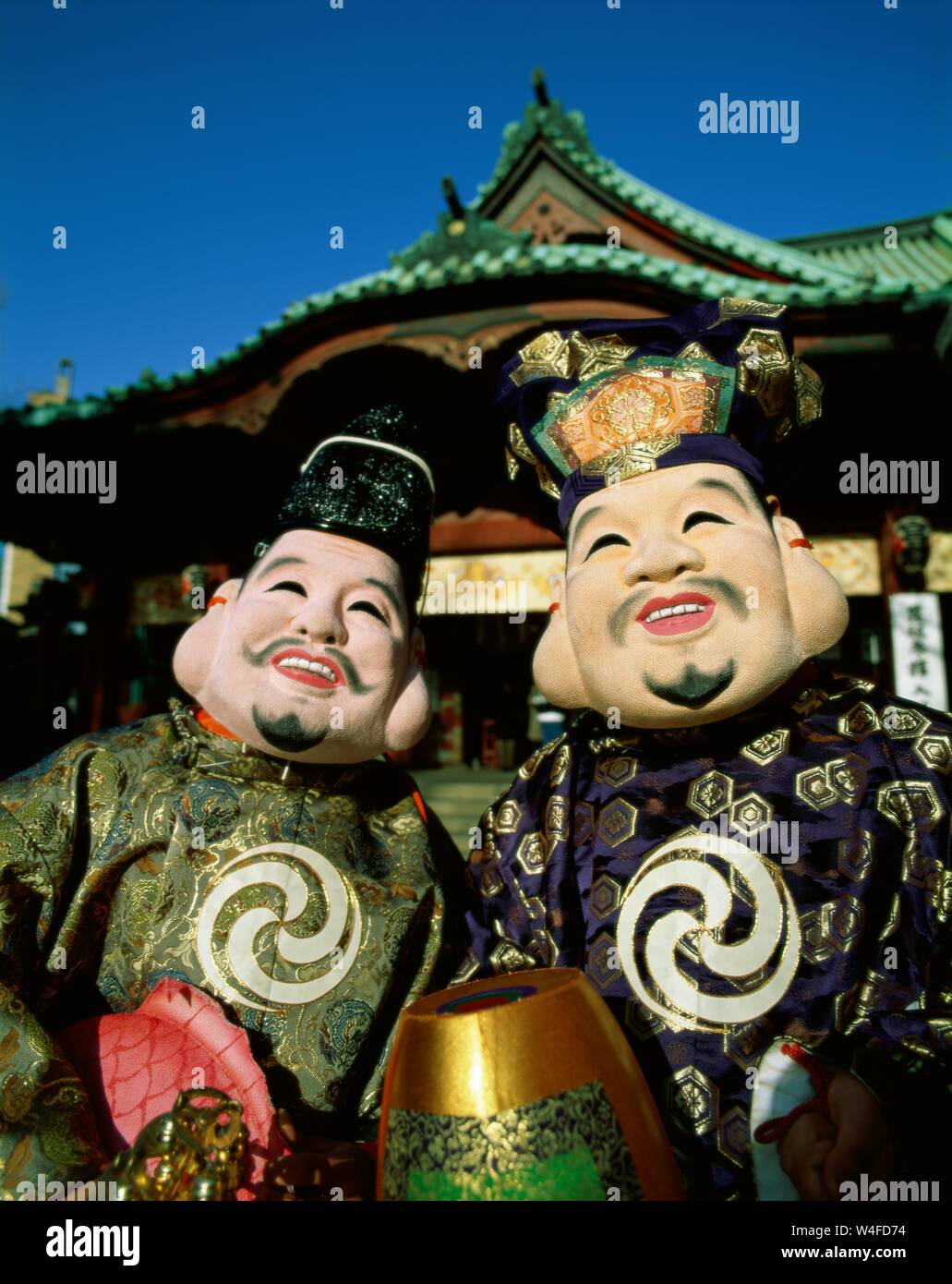 Japan, Honshu, Tokyo, Kanda Myojin Shrine, Priests Dressed in Lucky God ...