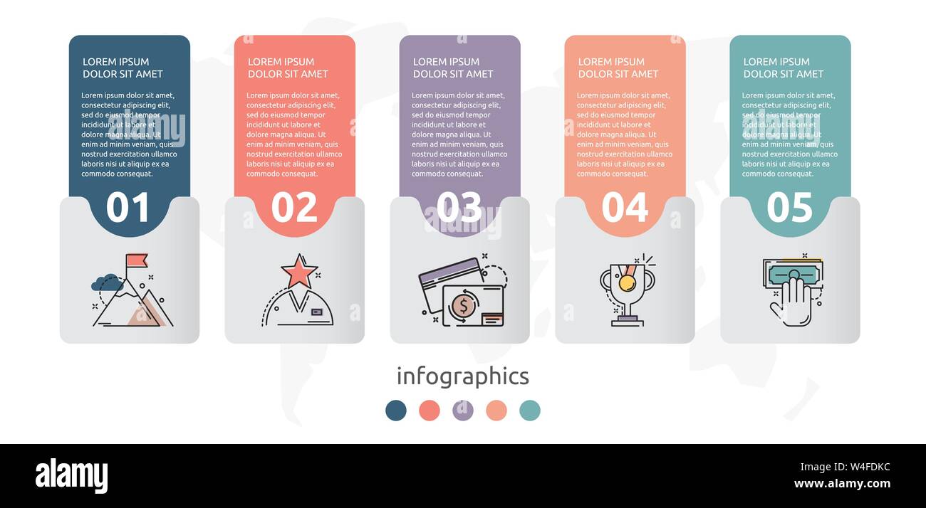 Vector infographic flat template concept for five labels, diagram ...