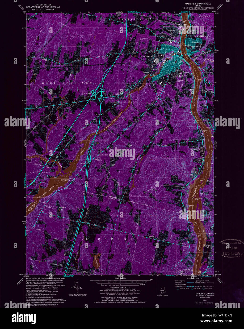 Maine USGS Historical Map Gardiner 807934 1980 24000 Inversion ...