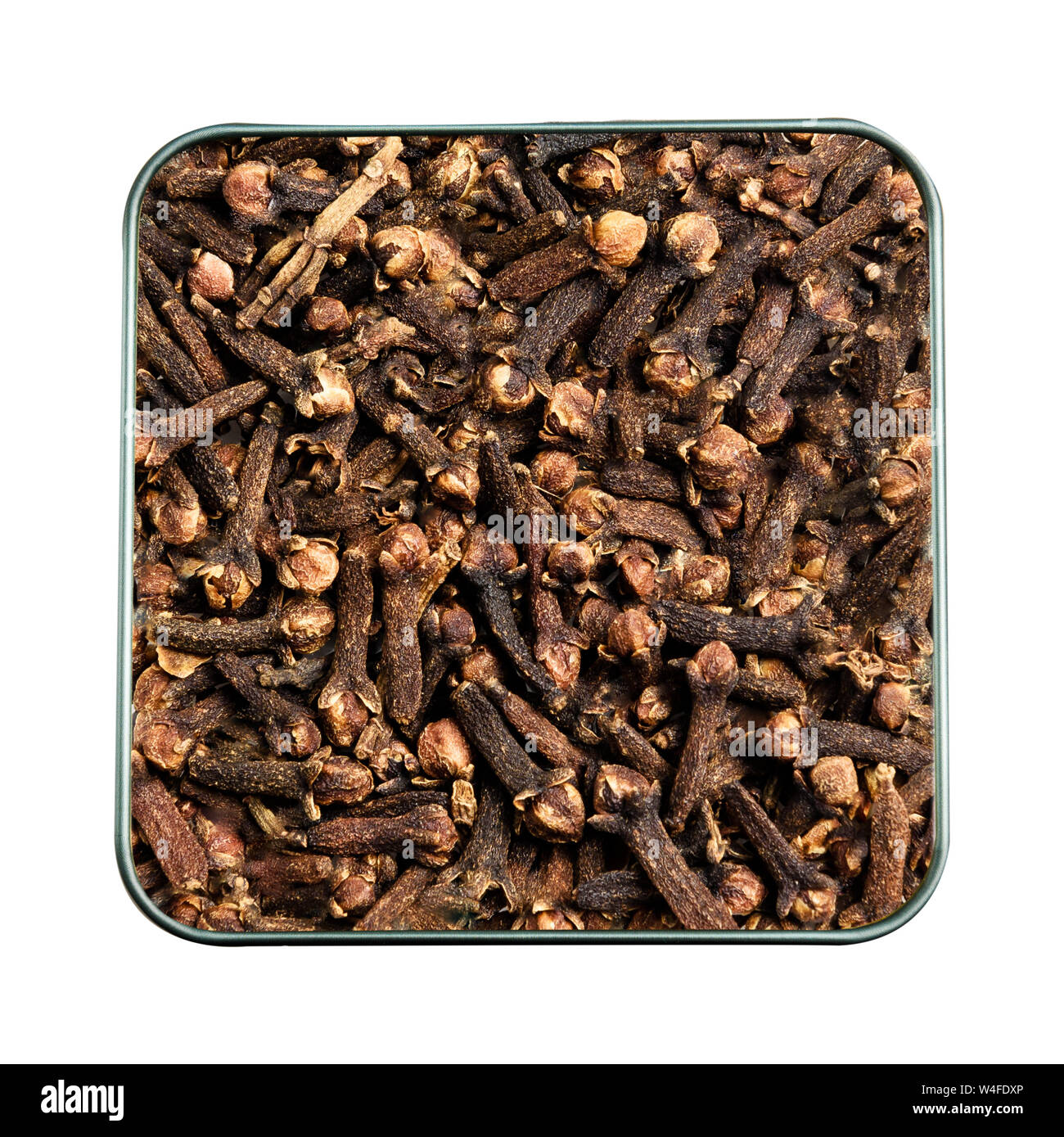Spice cloves on white background - top view Stock Photo - Alamy