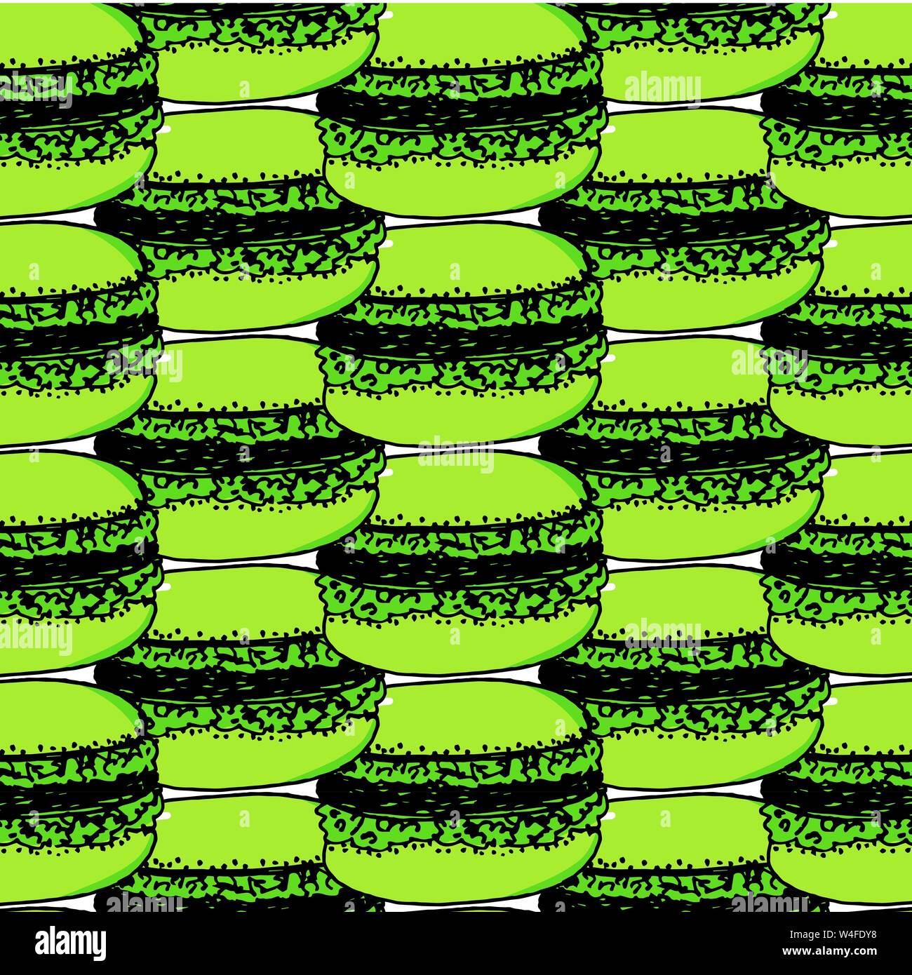 pattern with colorful macaroon cookies on white. Vector illustration ...
