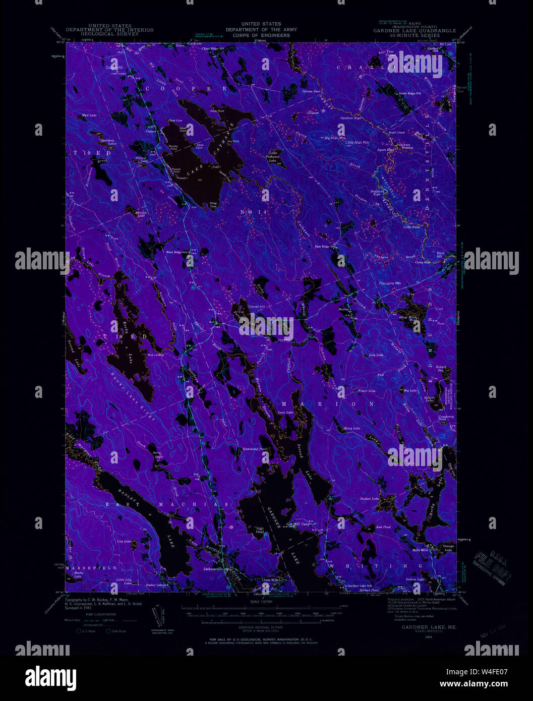 Maine USGS Historical Map Gardner Lake 460434 1941 62500 Inversion ...