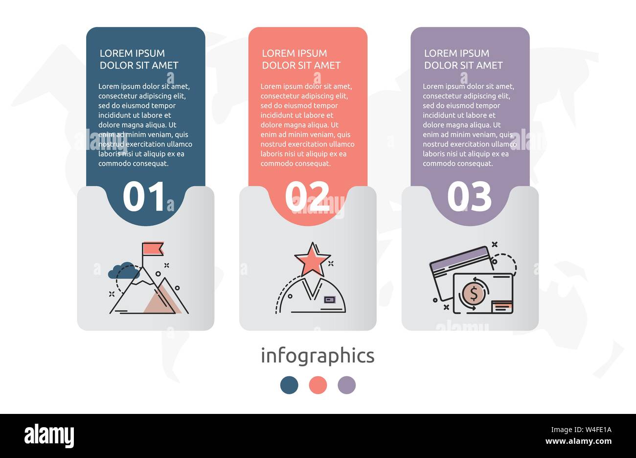 Vector infographic flat template concept for three labels, diagram ...