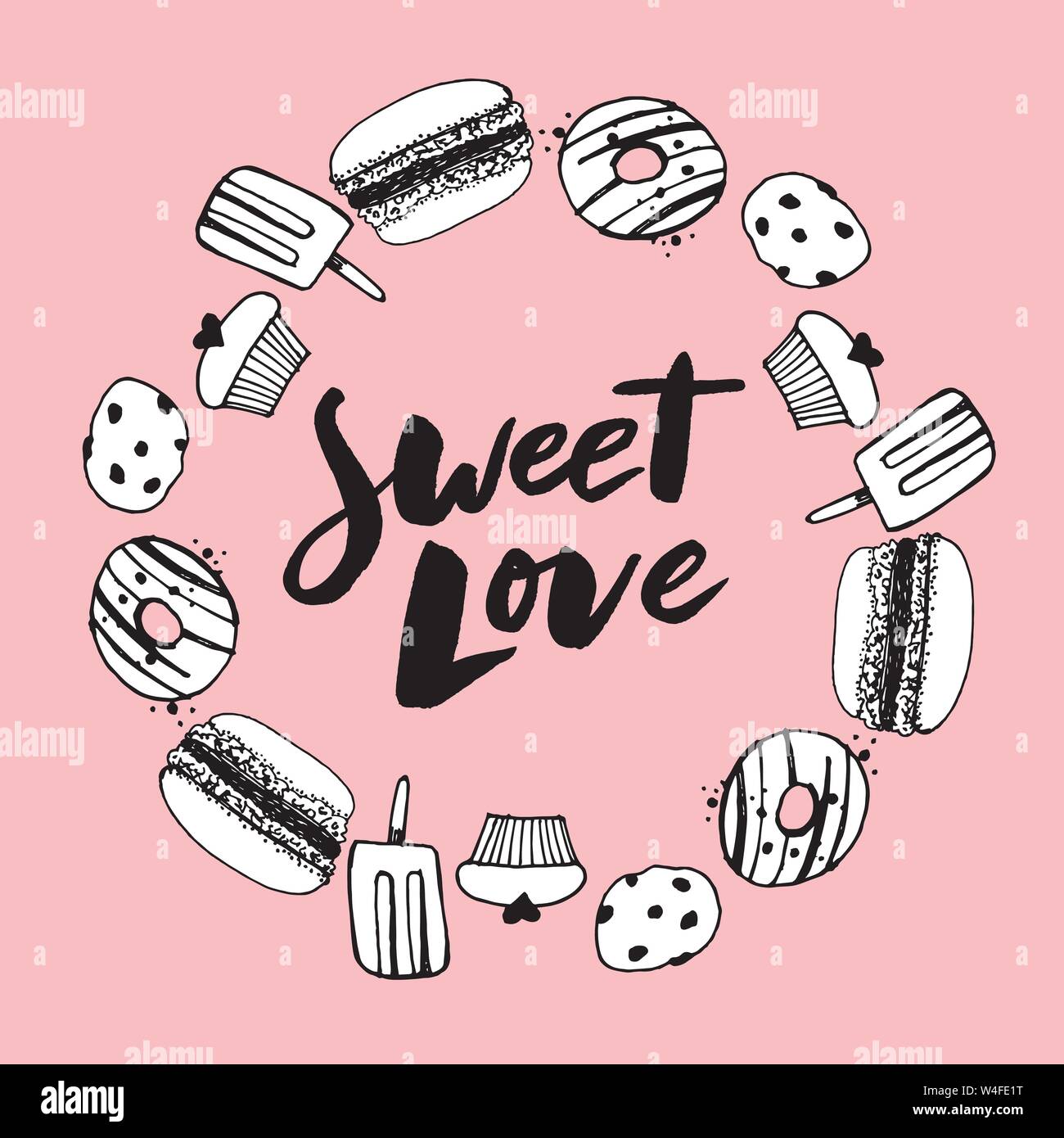 Retro sweets background Stock Vector Images - Alamy
