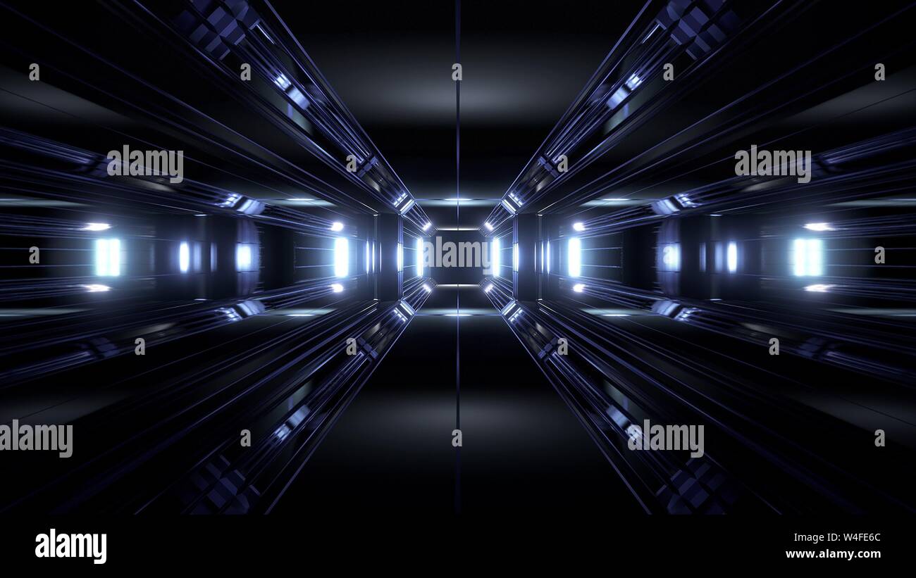 futuristic science-fiction tunnel corridor 3d illustration background ...