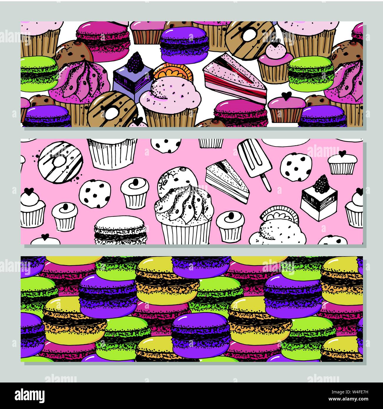 Bakery shop or pastry patisserie banners and posters templates set ...
