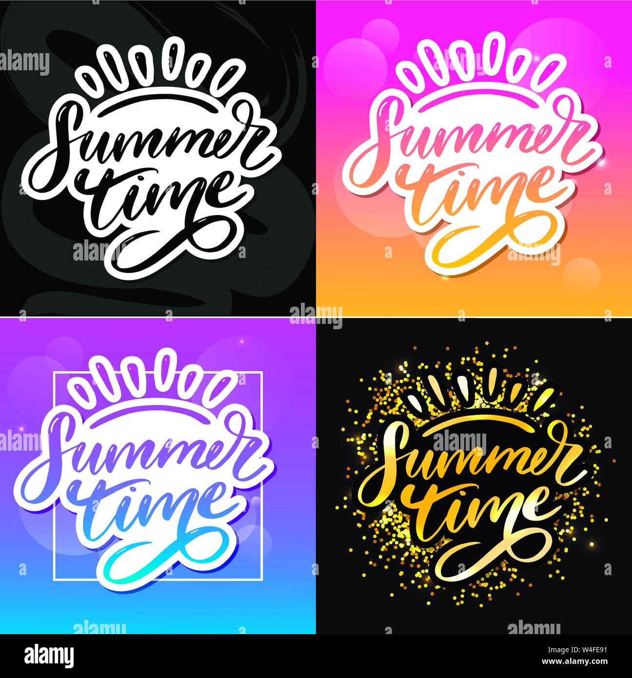 Summer time vector text lettering calligraphy letters black Stock ...