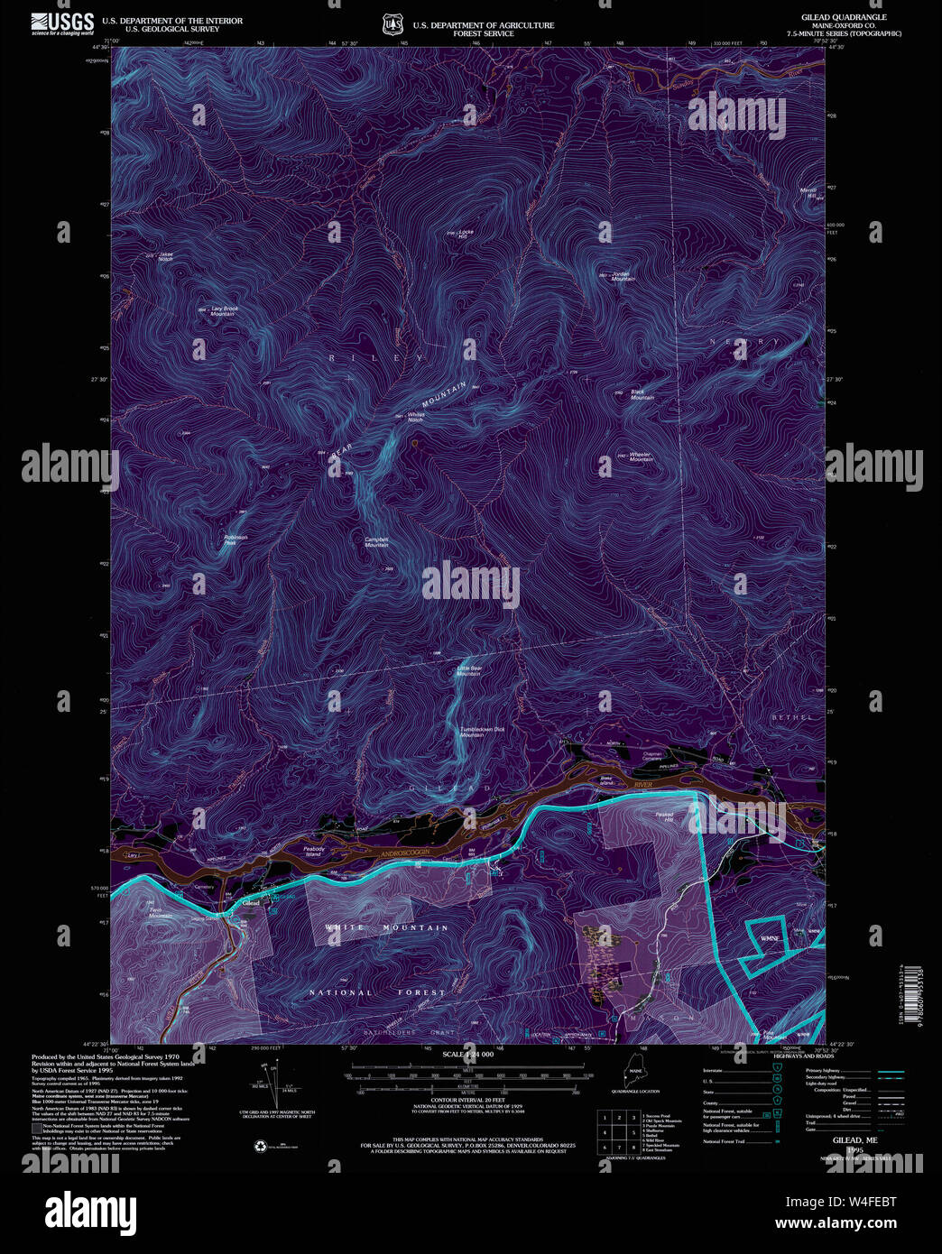 Maine USGS Historical Map Gilead 105159 1995 24000 Inversion ...
